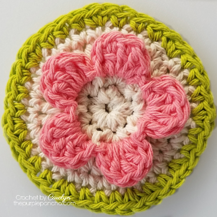 Mini Flower Scrubbie - Free Crochet Pattern - The Purple Poncho