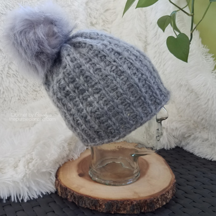 Beginner Tunisian Rib Hat Free Crochet Pattern - The Purple Poncho